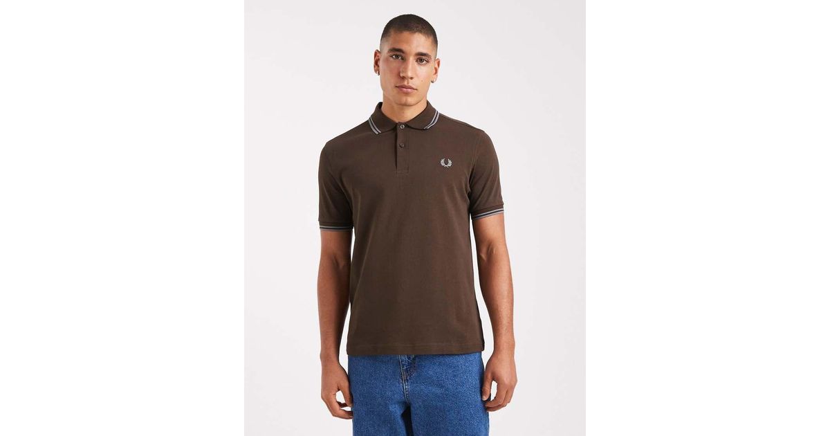 Fred Perry Twin Tipped Polo in Brown for Men | Lyst UK
