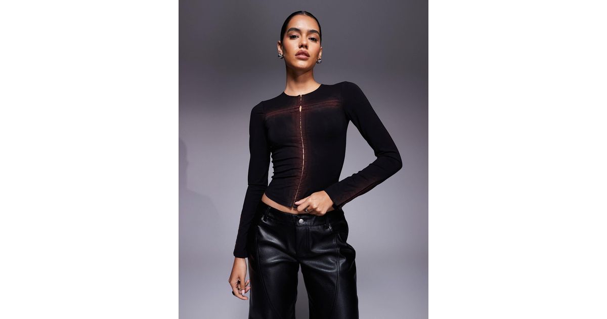 I.AM.GIA Draven Hook And Eye Clasp Front Ombre Cross Detail Long Sleeve ...