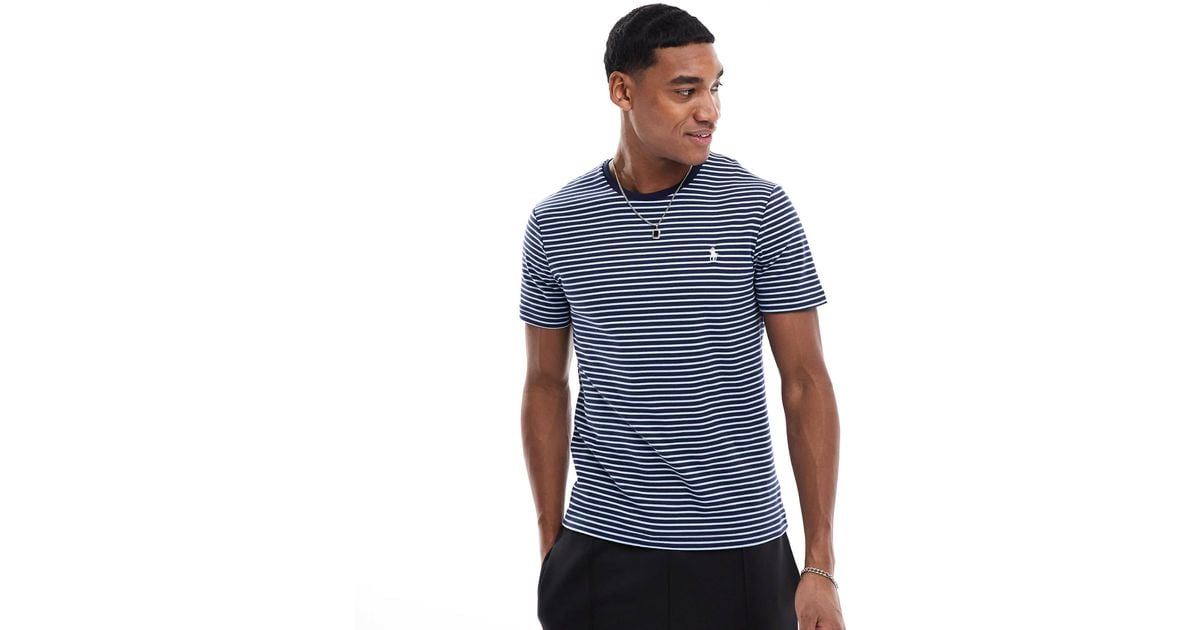 Polo Ralph Lauren Icon Logo Stripe Pima Cotton T-shirt Custom Fit in ...