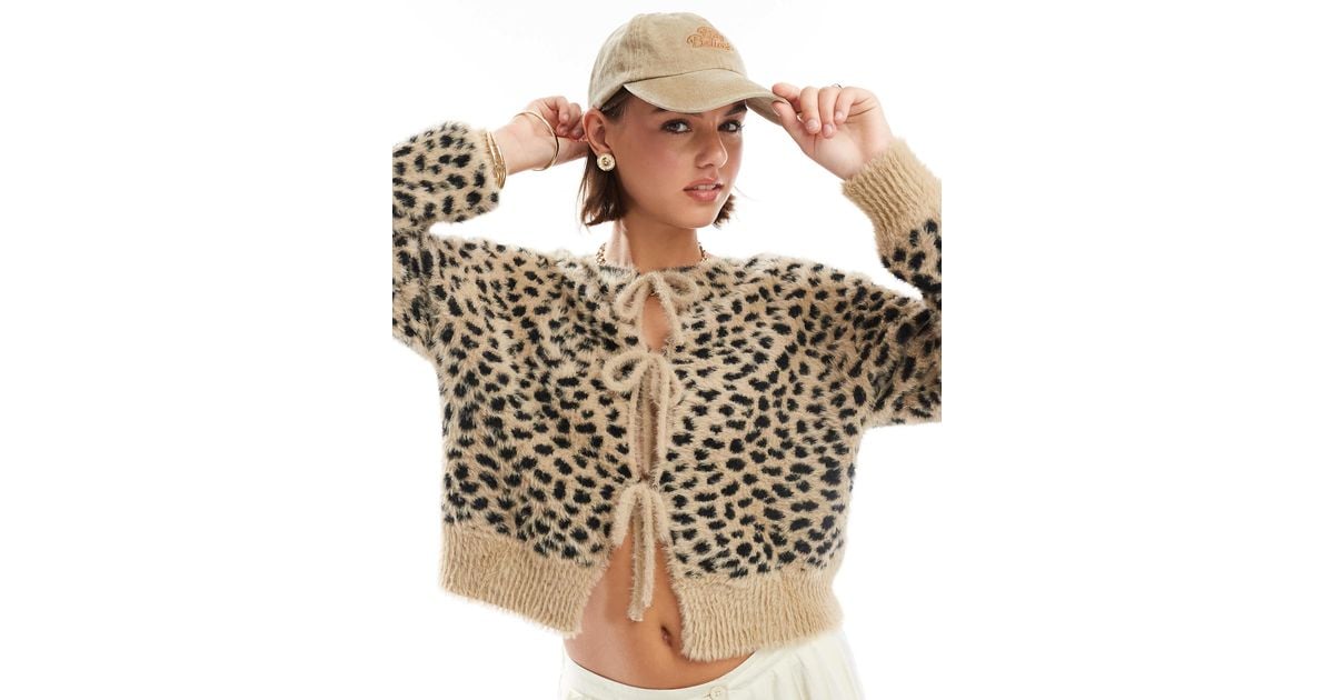 Stradivarius Bow Front Cardigan in Brown | Lyst