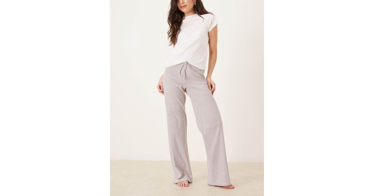 Gina Tricot Stripe Loungewear Trousers in Natural | Lyst