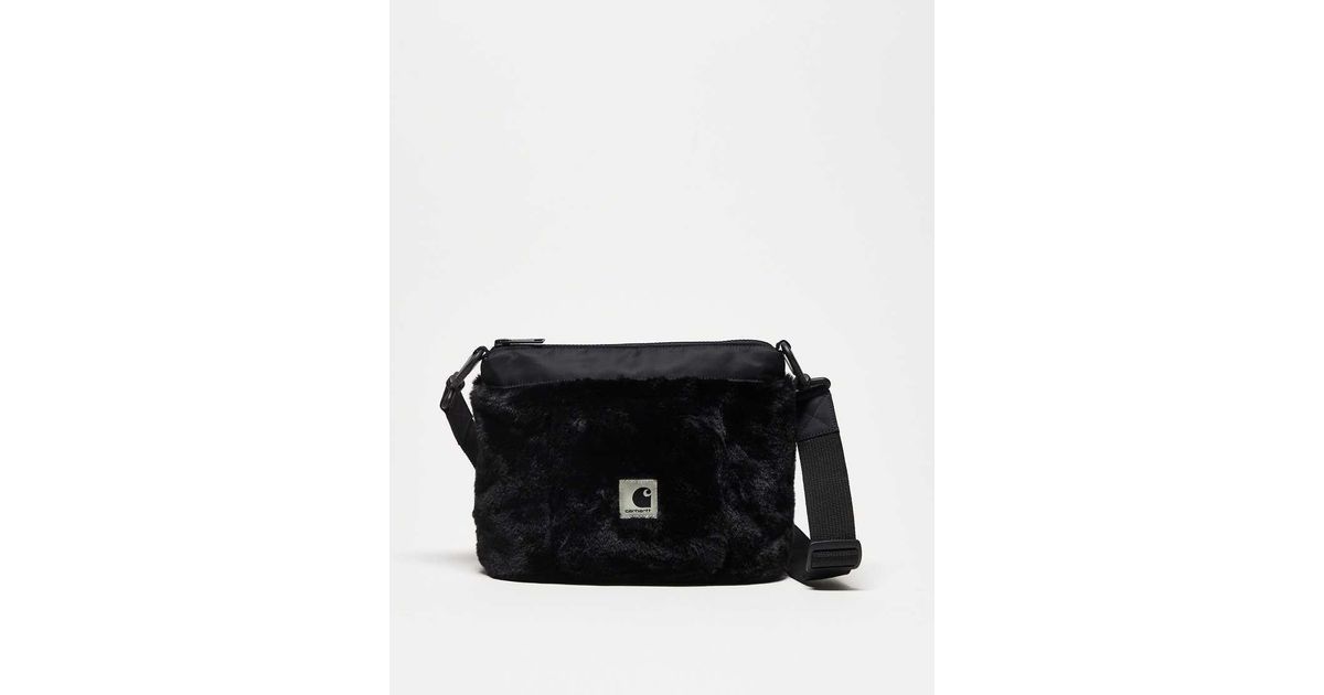 Carhartt Olney Faux Fur Side Bag in Black | Lyst UK
