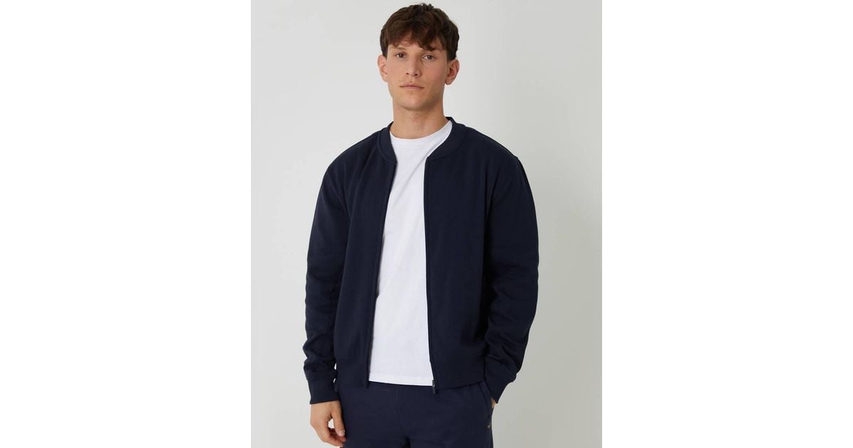 Threadbare Zip Through Sweat Bomber in Blue for Men | Lyst UK