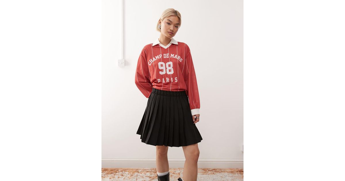 Monki Pleated Midi Skirt in Red | Lyst UK