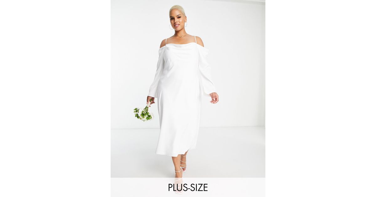 Ever New Curve Bridal Cold Shoulder Cowl Maxi Dress With Thigh Slit in ...
