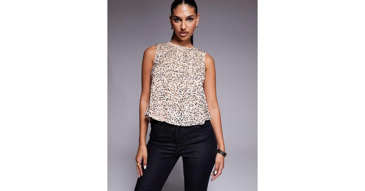River Island Velvet Sequin Bow Back Top in Metallic | Lyst UK