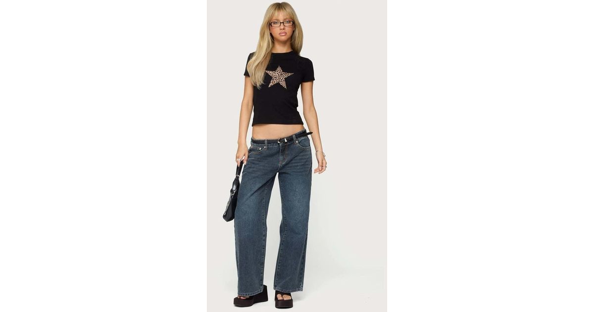 Edikted Petite Ace Relaxed Jeans in Blue | Lyst UK