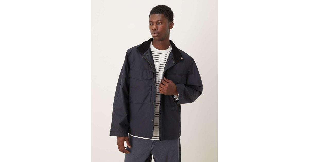 SELECTED 100% Cotton Waxed Boxy Jacket in Blue for Men | Lyst UK