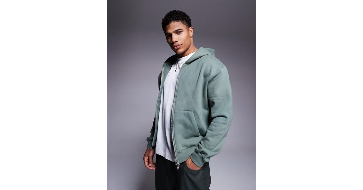 ASOS Premium Heavyweight Boxy Oversized Zip Through Hoodie 400gsm in ...