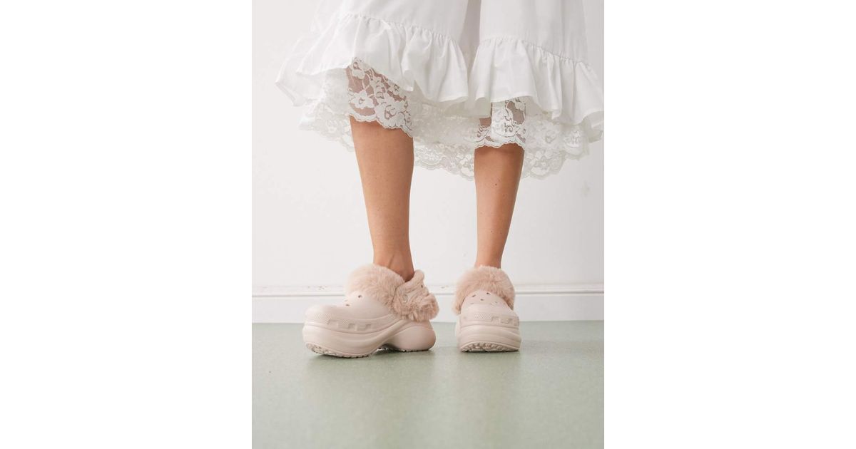 Crocs™ Bae Fur Lined Clog in Grey | Lyst UK