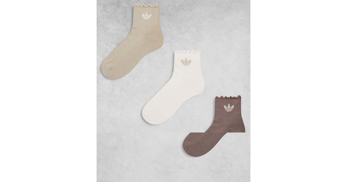 adidas Originals 3 Pack Ruffle Socks in White for Men | Lyst UK