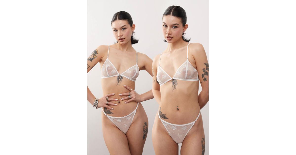 Weekday Zelda 2-pack Lace Thong in Brown | Lyst