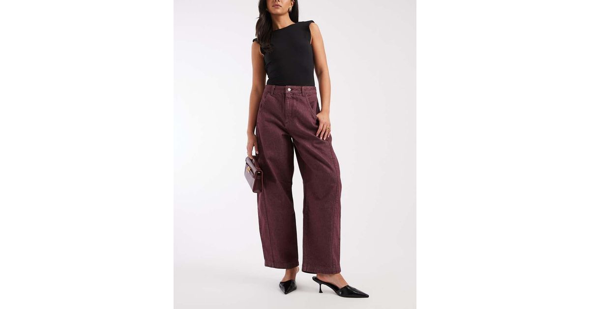 ASOS Cropped Barrel Leg Jean in Red | Lyst UK