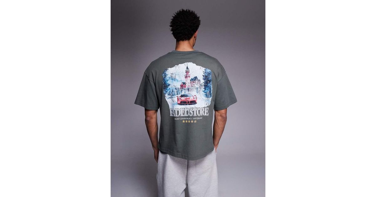 Faded Store Mount Cervin Back Print Tee in Grey for Men | Lyst UK