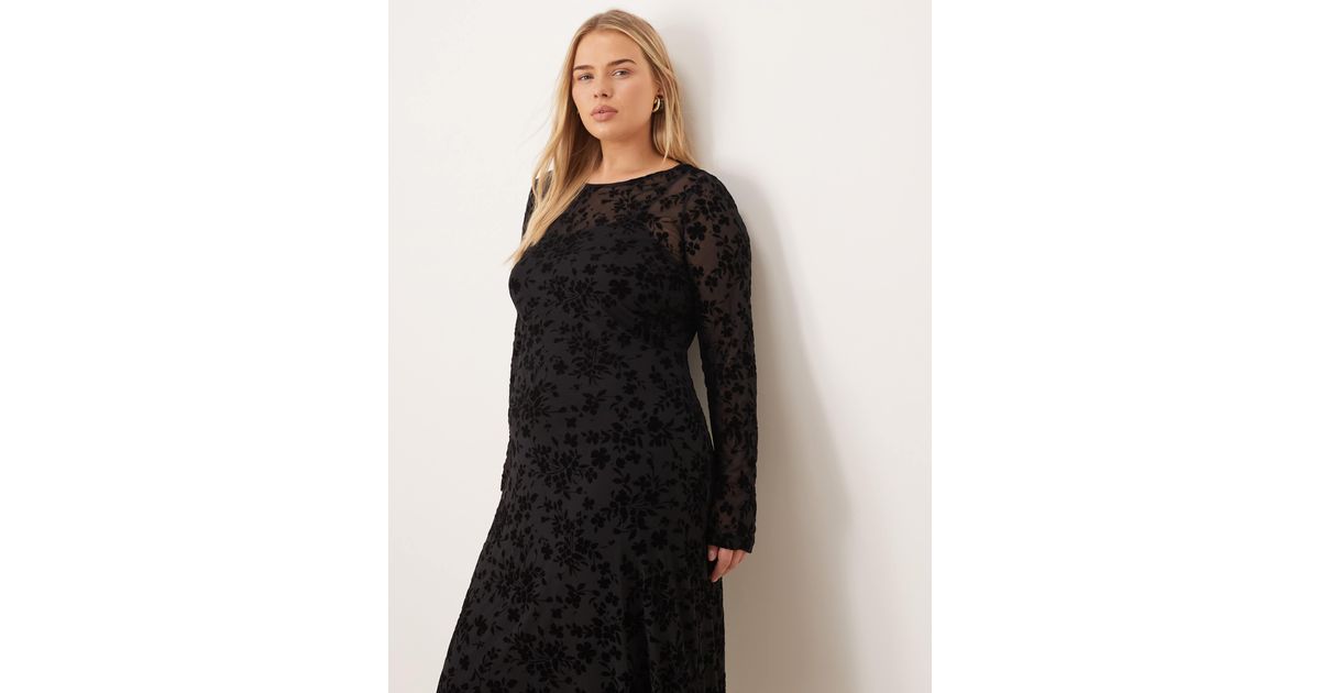 Nobody's Child Clarissa Devore Velvet Midi Dress in Black | Lyst