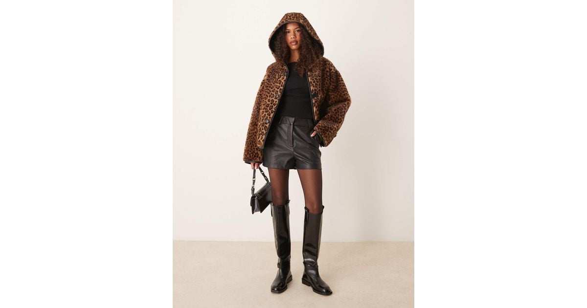 Mango Reversible Leopard Fur Jacket in Natural | Lyst