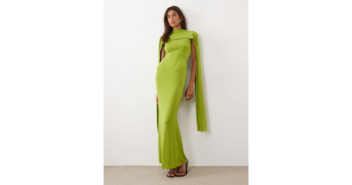 ASOS Slinky Sleeveless Maxi Dress With Extreme Cape Shoulder Detail in ...