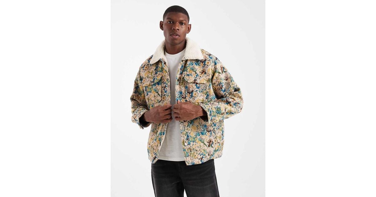 Redefined Rebel Boxy Camo Jacquard Trucker Jacket in Grey for Men | Lyst UK