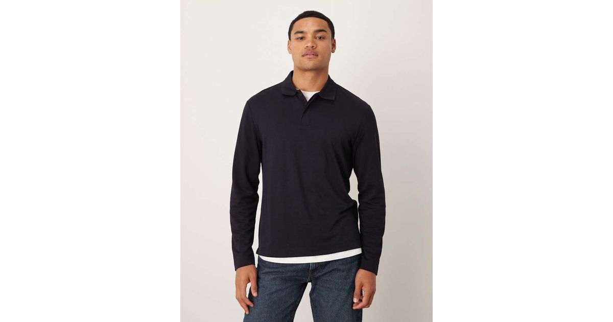 Mango Long Sleeve Polo Top in Blue for Men | Lyst UK