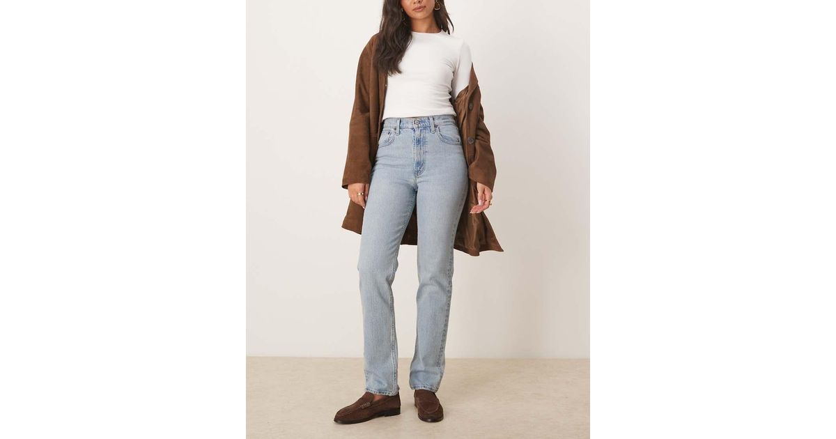 Abercrombie & Fitch Ultra High Rise 90s Straight Leg Jeans in Blue ...