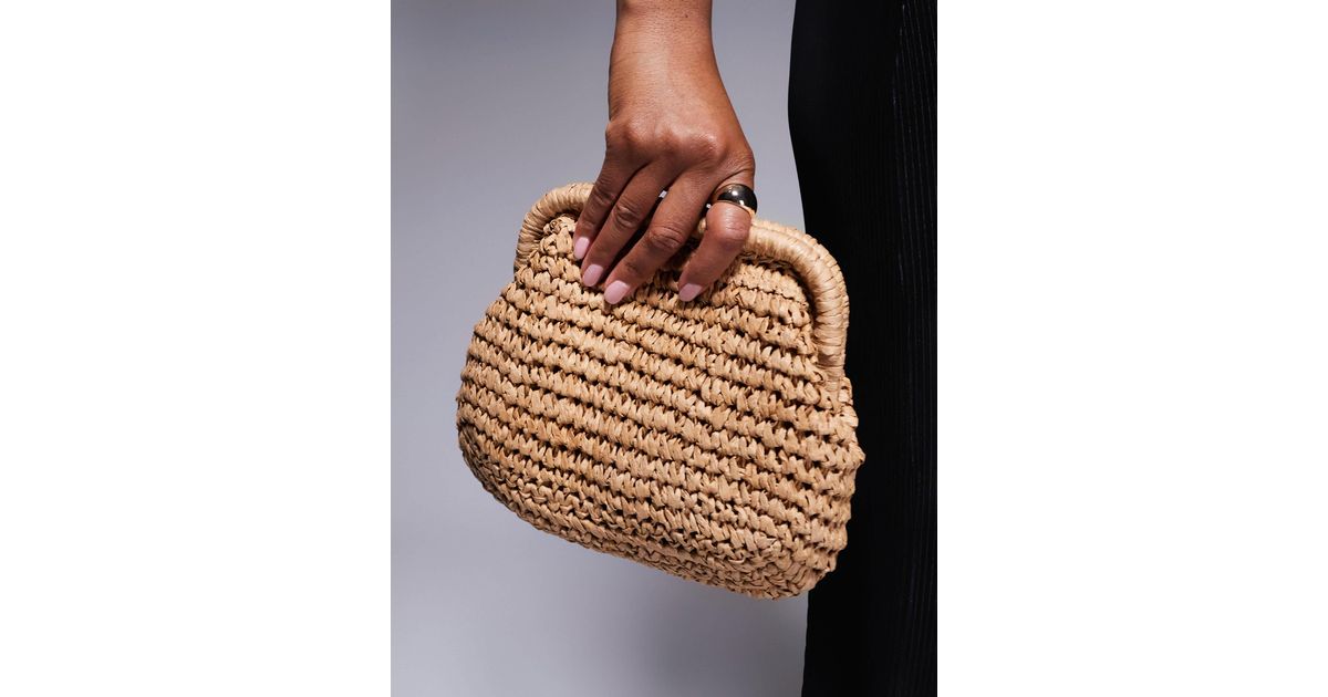 ASOS Hand Crochet Straw Frame Clutch Bag With Detachable Crossbody ...