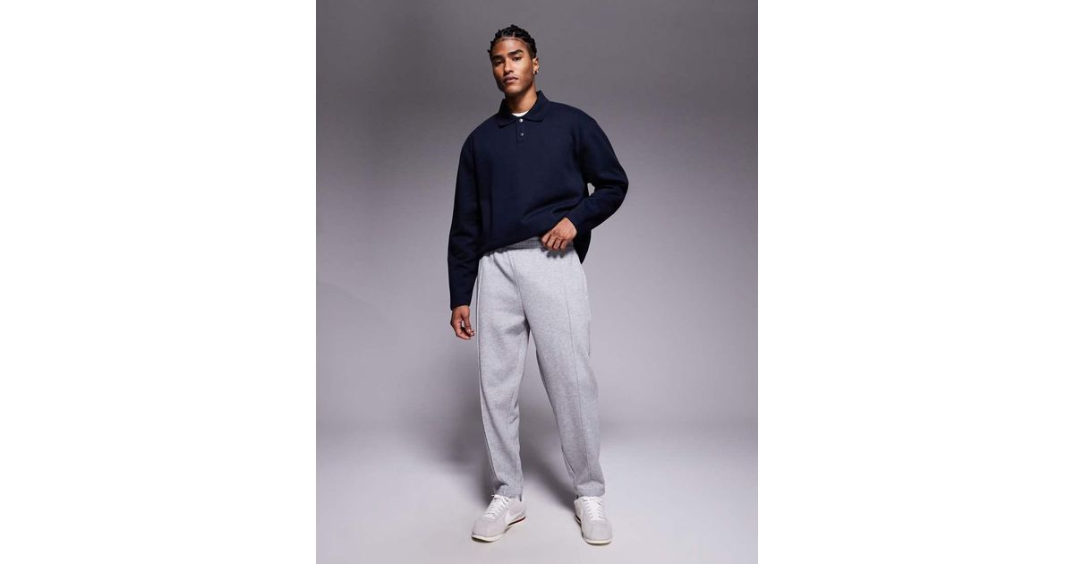 ASOS Tapered Sweatpants With Pin Tucks in Blue for Men | Lyst UK