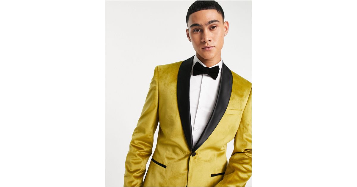 ASOS Skinny Velvet Tuxedo Jacket in Gold (Yellow) for Men | Lyst ASOS Skinny Velvet Tuxedo Jacket in Gold (Yellow) for Men | Lyst