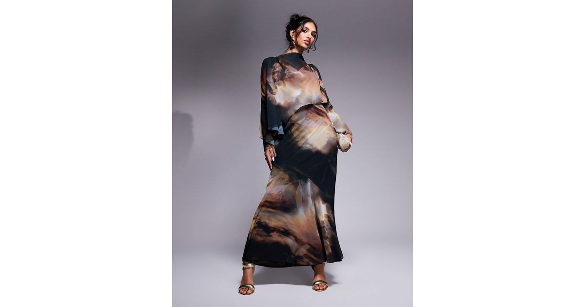 DASKA Chiffon Maxi Dress in Gray | Lyst