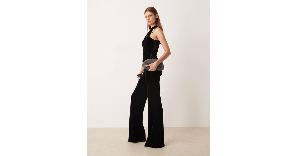 Mango Velvet Kick Flare Trouser Co-ord in Natural | Lyst Canada