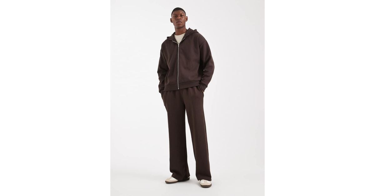 New Look Heavyweight Wide Leg Joggers Co-Ord in Brown for Men | Lyst UK