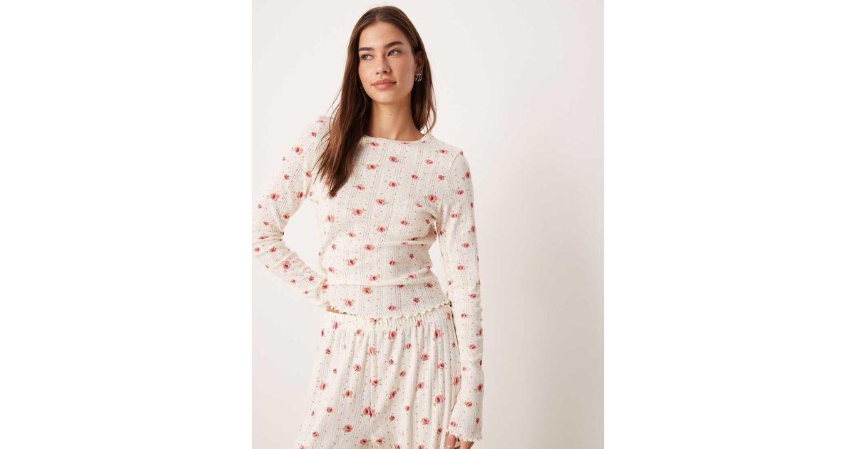 ASOS Mix & Match Long Sleeve Pyjama Top in Natural | Lyst UK