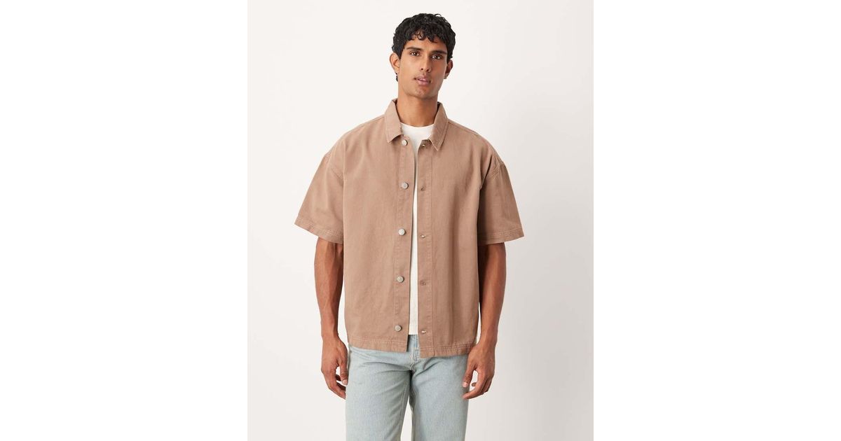 ASOS Oversized Short Sleeve Shirt in Natural for Men | Lyst UK