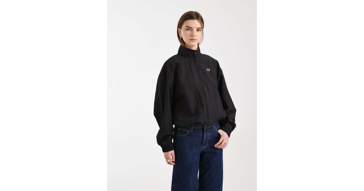 Fred Perry Zip Up Logo Jacket in Black | Lyst UK