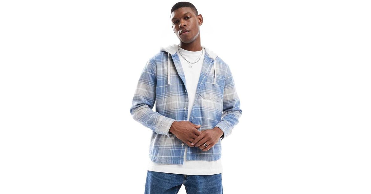 Hollister Check Detail Shacket in Blue for Men | Lyst UK