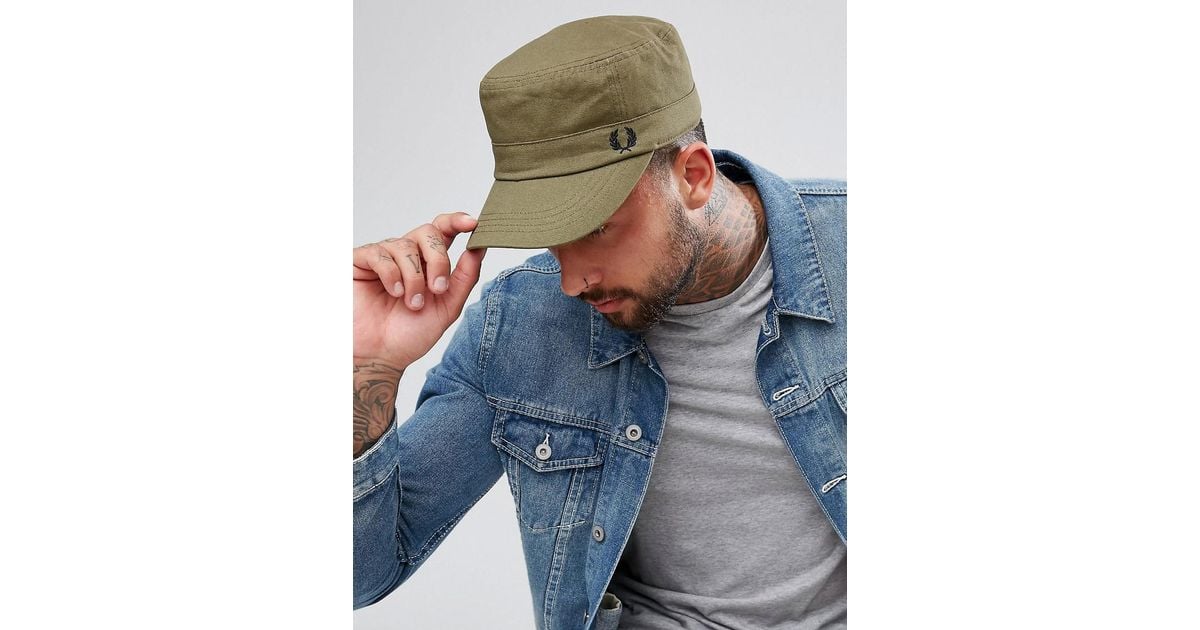 Fred Perry Waxed Canvas Cadet Cap Olive in Green for Men | Lyst UK