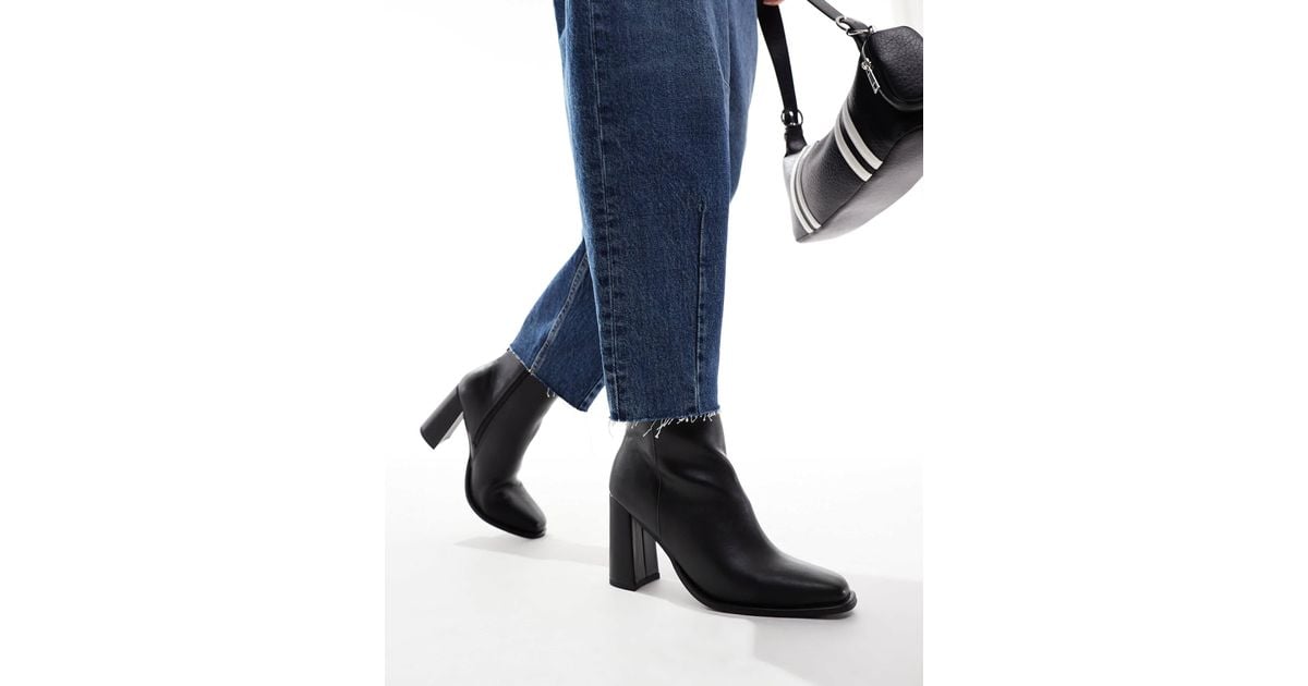 London Rebel Maddie Block Heel Ankle Boots in Blue | Lyst