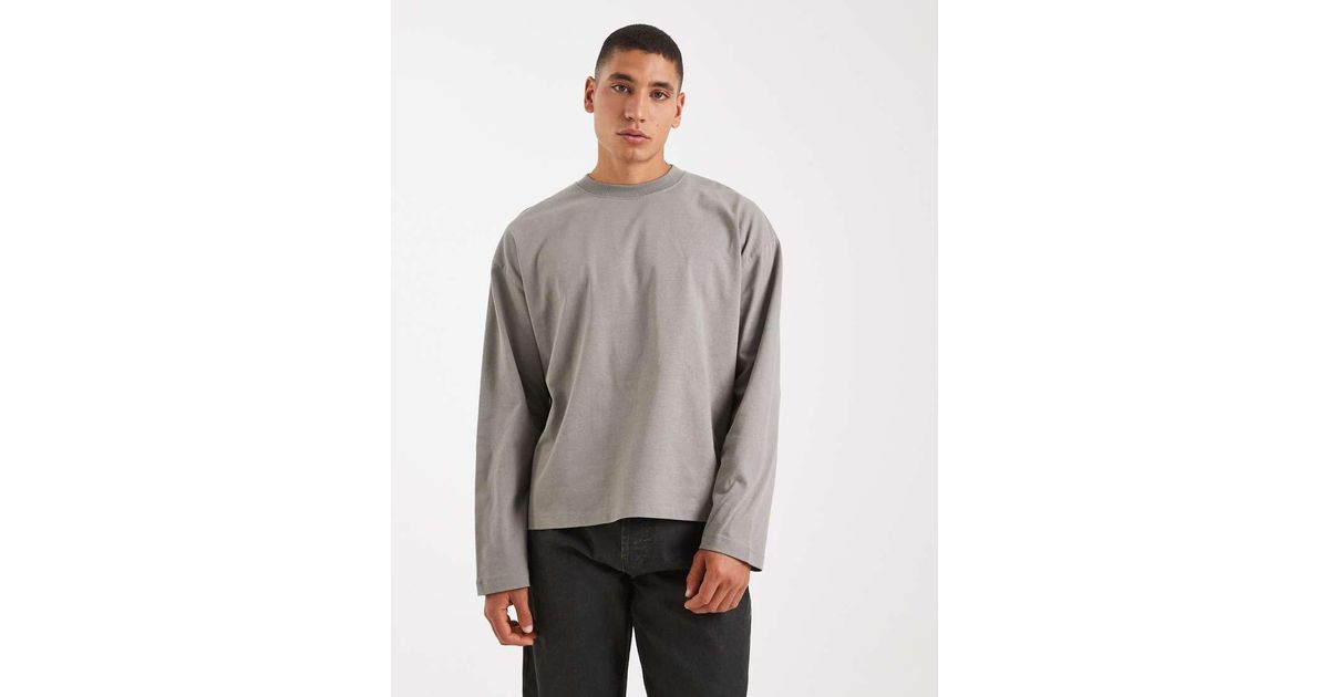 ASOS Heavyweight Oversized Boxy Long Sleeve T-shirt in Grey for Men ...