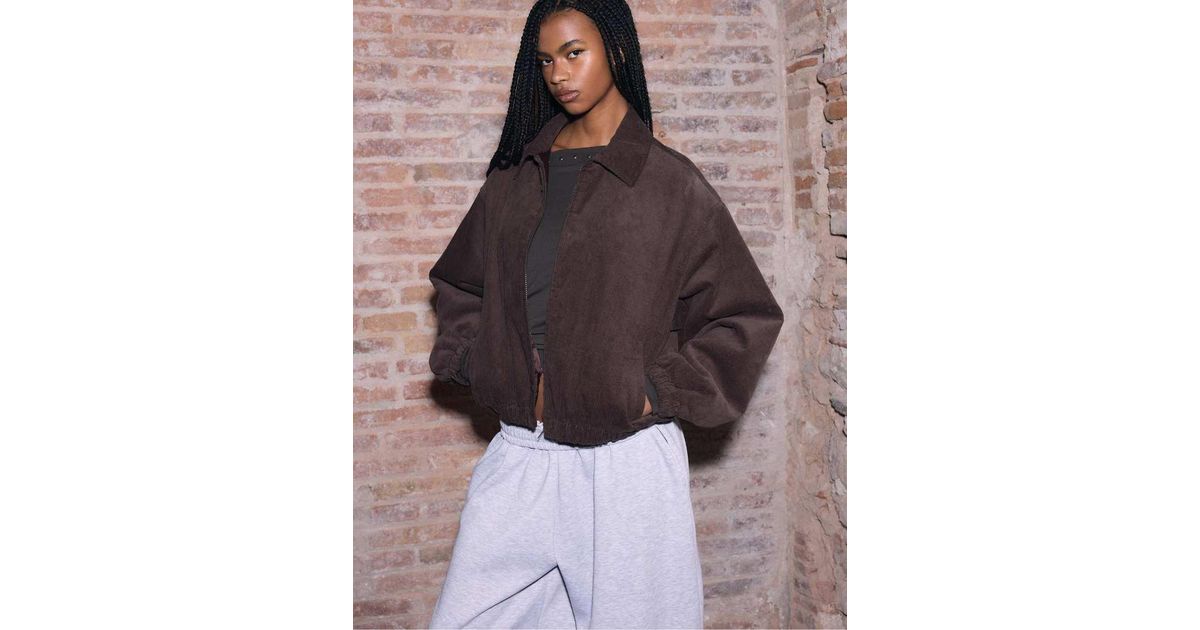 Stradivarius Corduroy Padded Jacket in Brown | Lyst UK