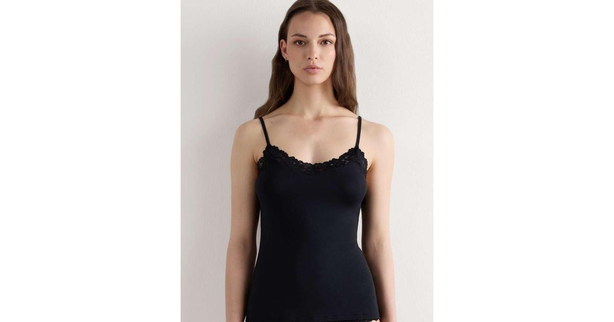 Intimissimi Pretty Flowers Modal Top in Black | Lyst UK