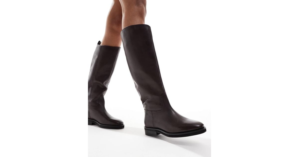 ASOS Cheltenham Smart Leather Knee Boots in Black | Lyst