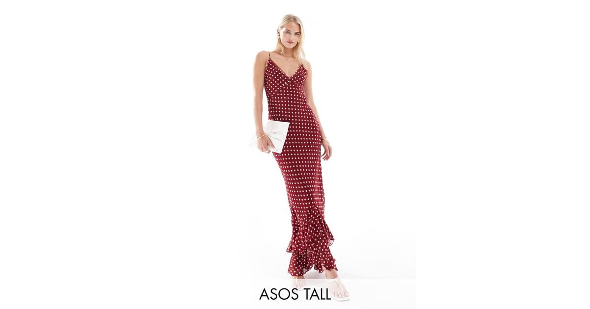 ASOS Asos Design Tall V Neck Strappy Cross Back Maxi Dress With Raw ...