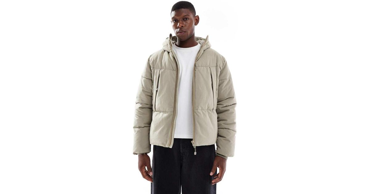ASOS Puffer Jacket in Natural for Men | Lyst UK