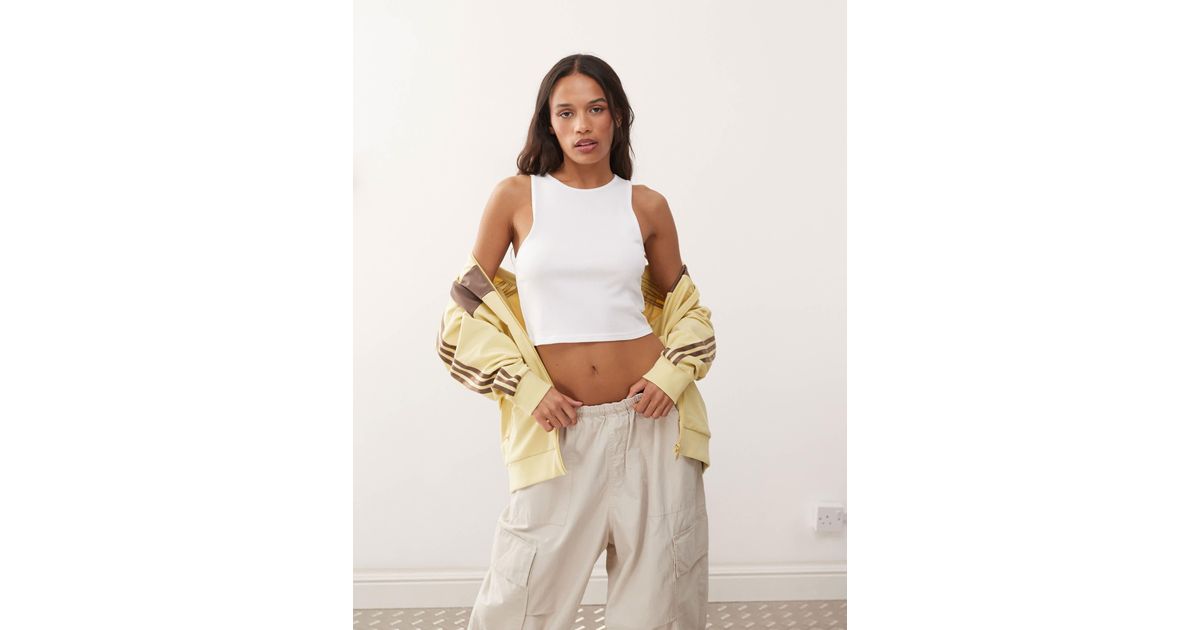 Weekday Crop Ribbed Tank Top in Natural | Lyst
