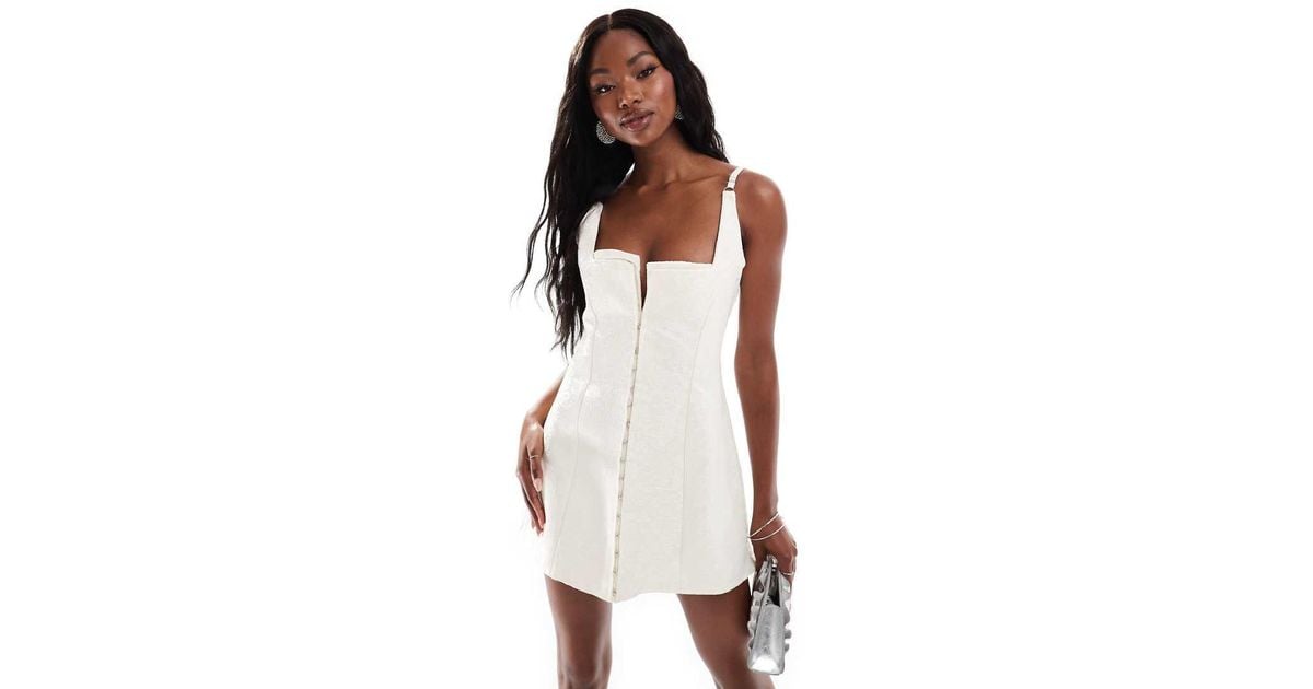 Murci Clasp Detail A Line Ultra Mini Dress in White | Lyst UK