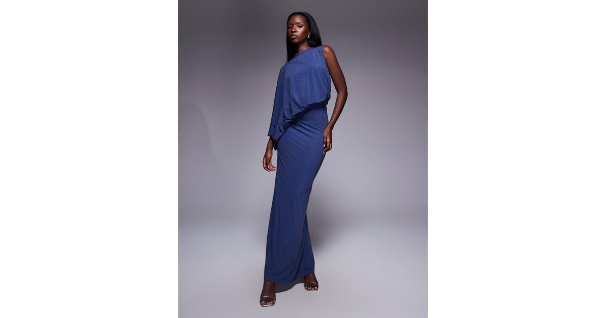 ASOS Draped Bodice Maxi Dress in Blue | Lyst