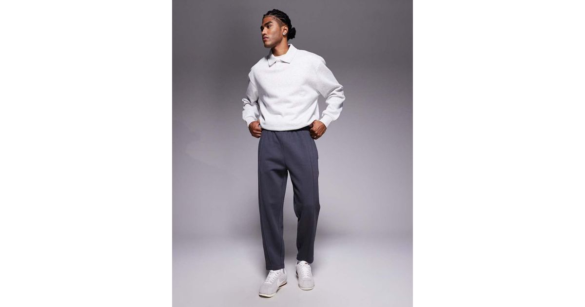 ASOS Tapered Trackies With Pin Tucks in Blue for Men | Lyst UK
