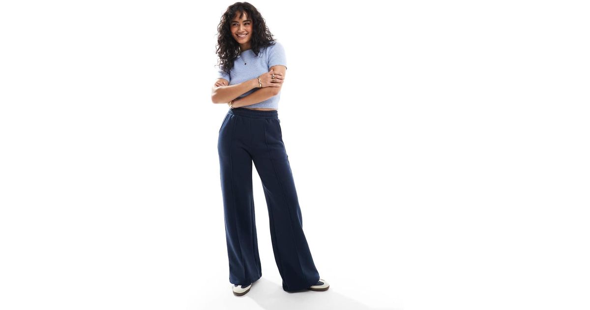 Bershka Wide Leg Formal joggers in Blue | Lyst UK