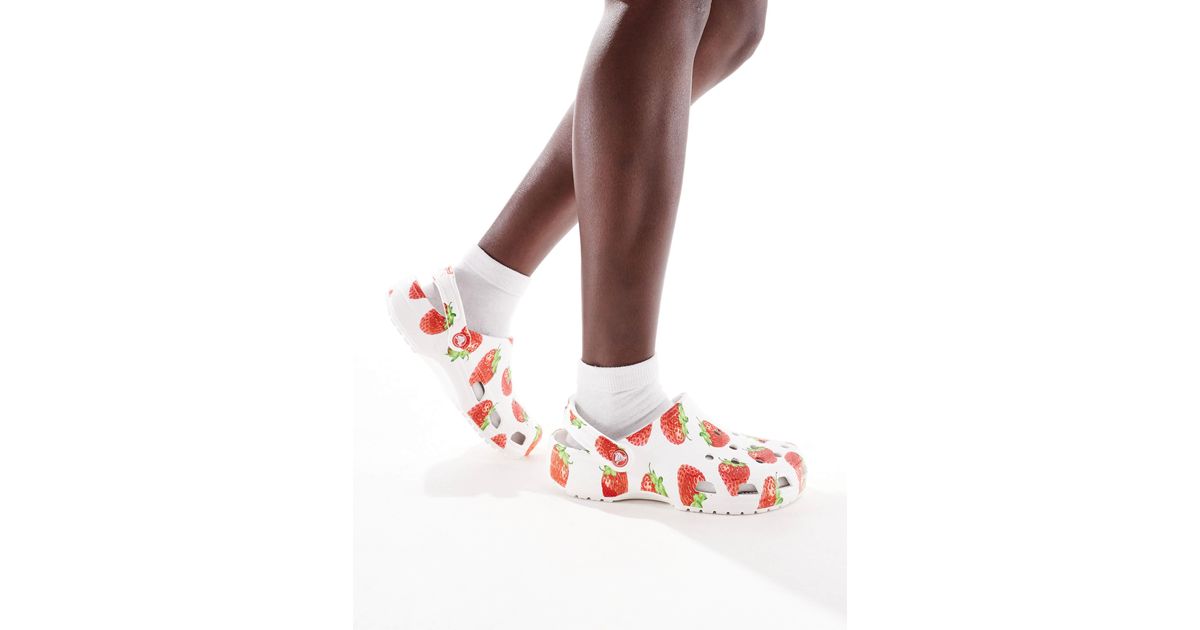 Crocs™ Classic Fresh Fruits Strawberry Print Clog in White | Lyst