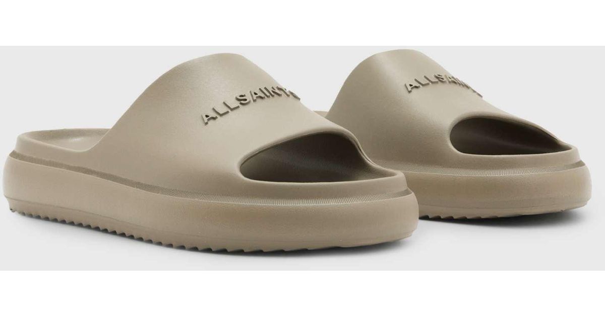 AllSaints Dune Rubber Sliders in White for Men | Lyst