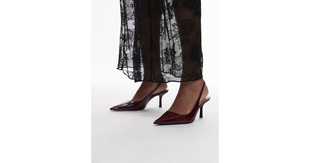 Mango Sling Back Patent Heel in Black | Lyst